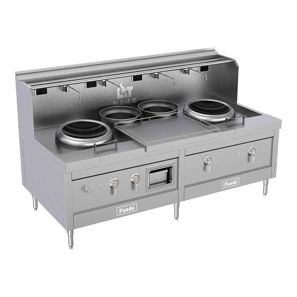 Commercial Induction Wok Range 2 Burners with 2 Soup Pots (13.5"+13.5 ...