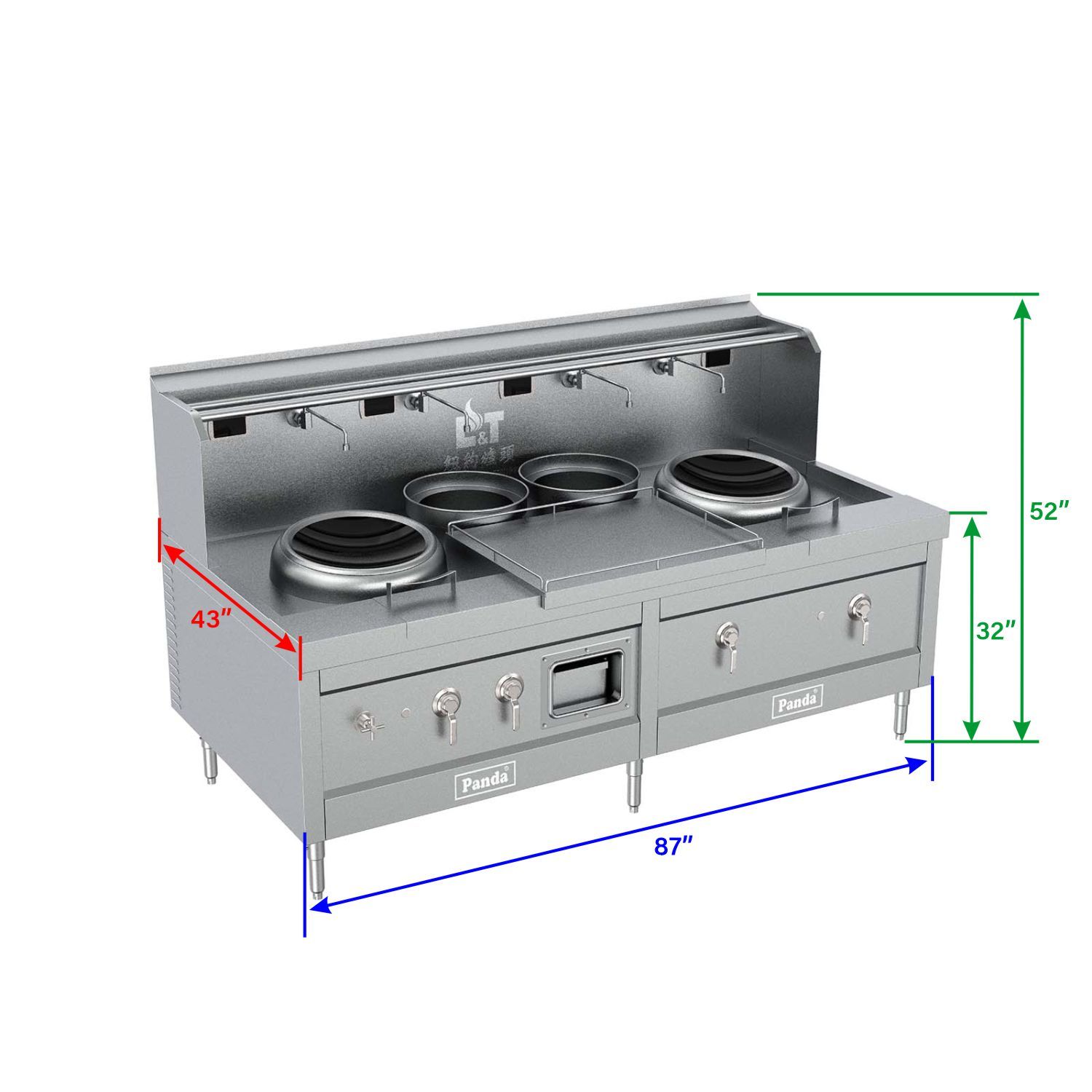 Commercial Induction Wok Range 2 Burners with 2 Soup Pots (13.5"+13.5 ...